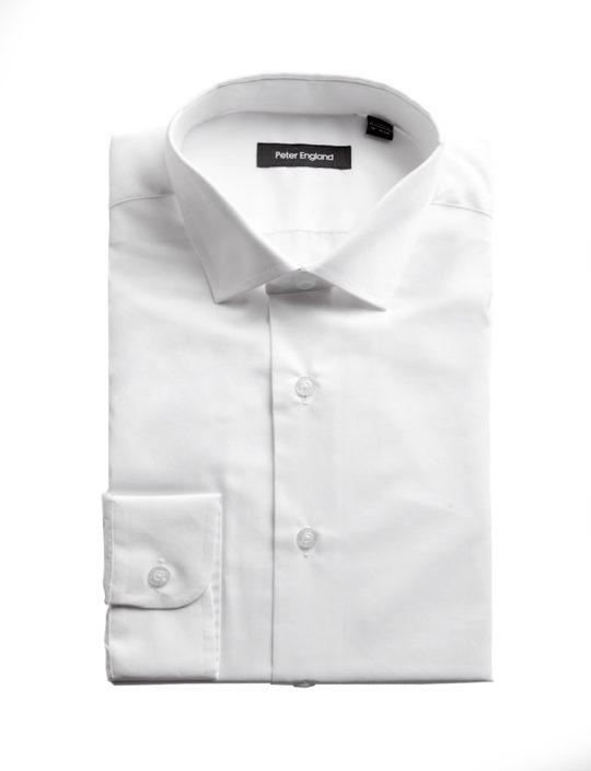 Peter England Mens Tailored Fit Cotton Rich Plain Shirt - Peter England
