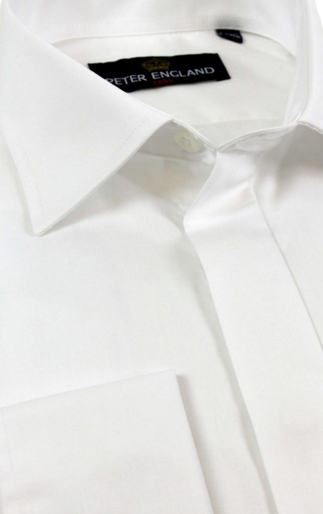 Peter England Fly Front Double Cuff White Shirt - Peter England